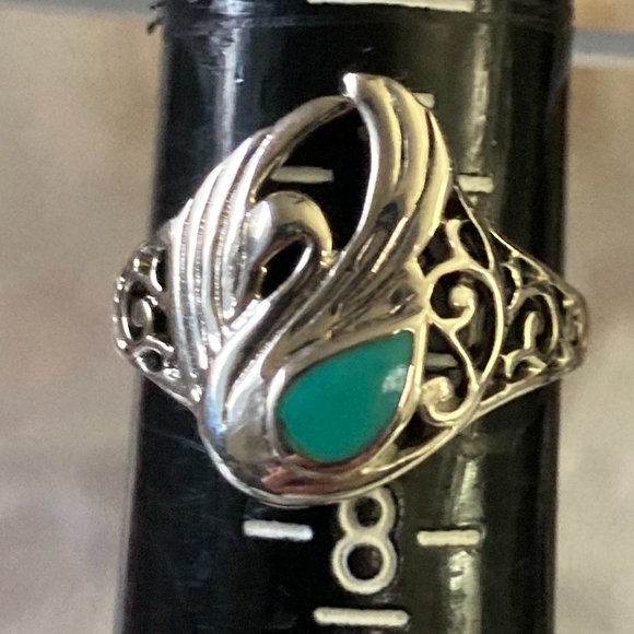 Unk | Jewelry | Lovely Nwot Sterling Silver Swan Ring With Turquoise Gem Inset | Poshmark